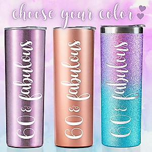Onebttl 60th Birthday Gifts for Women, 60 & Fabulous, 60th Birthday Gift Idea for Women, 60th Bday Gifts, Stainless Steel Tumbler 20Oz - Purple