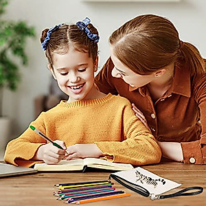 Sntieecr 10 Pack Cosmetic Bags Sublimation Blank Heat Transfer Makeup Bags with 10 Pieces Wristband Lanyards for DIY Craft Travel Canvas Zipper Pencil Bags (8.3 x 5.1 Inch)