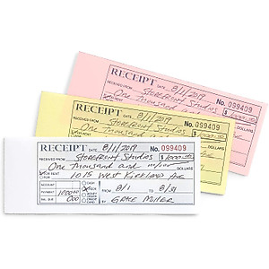 Blue Summit Supplies Triplicate Receipt Book, 100 per Book, 500 Total, 5 Pack, 3 Part Carbonless Payment Receipt Books for Money, Rent, or Cash with White/Yellow/Pink Copies, 11 x 7.5 inch,