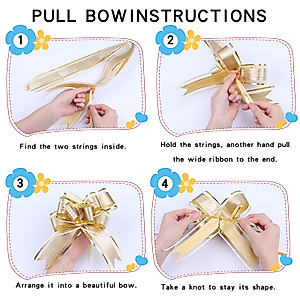 6 Inches Large Pull Bows, Bark Texture Gift Bow, Set of 20, for Gift Wrapping, Weddings, Birthdays, Baby Showers, Christmas, Parties (Yellow&Gold)