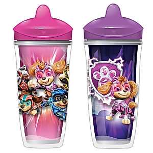 Playtex Baby Sipsters Stage 3 PAW Patrol Spout Cups, Spill-Proof, Leak-Proof, Break-Proof - Pink & Purple, 9 Oz, 2 Count