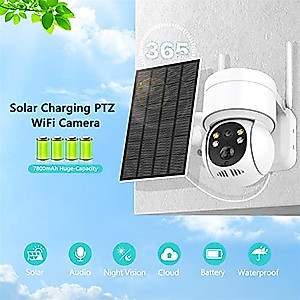 Security Camera Camera Wifi Solar Camera Human Detection Solar Panel Recharge Battery IP camera Color Night Vision Outdoor CCTV Video Security Cameras Surveillance Camera with Spotlight ( Color : 64GB