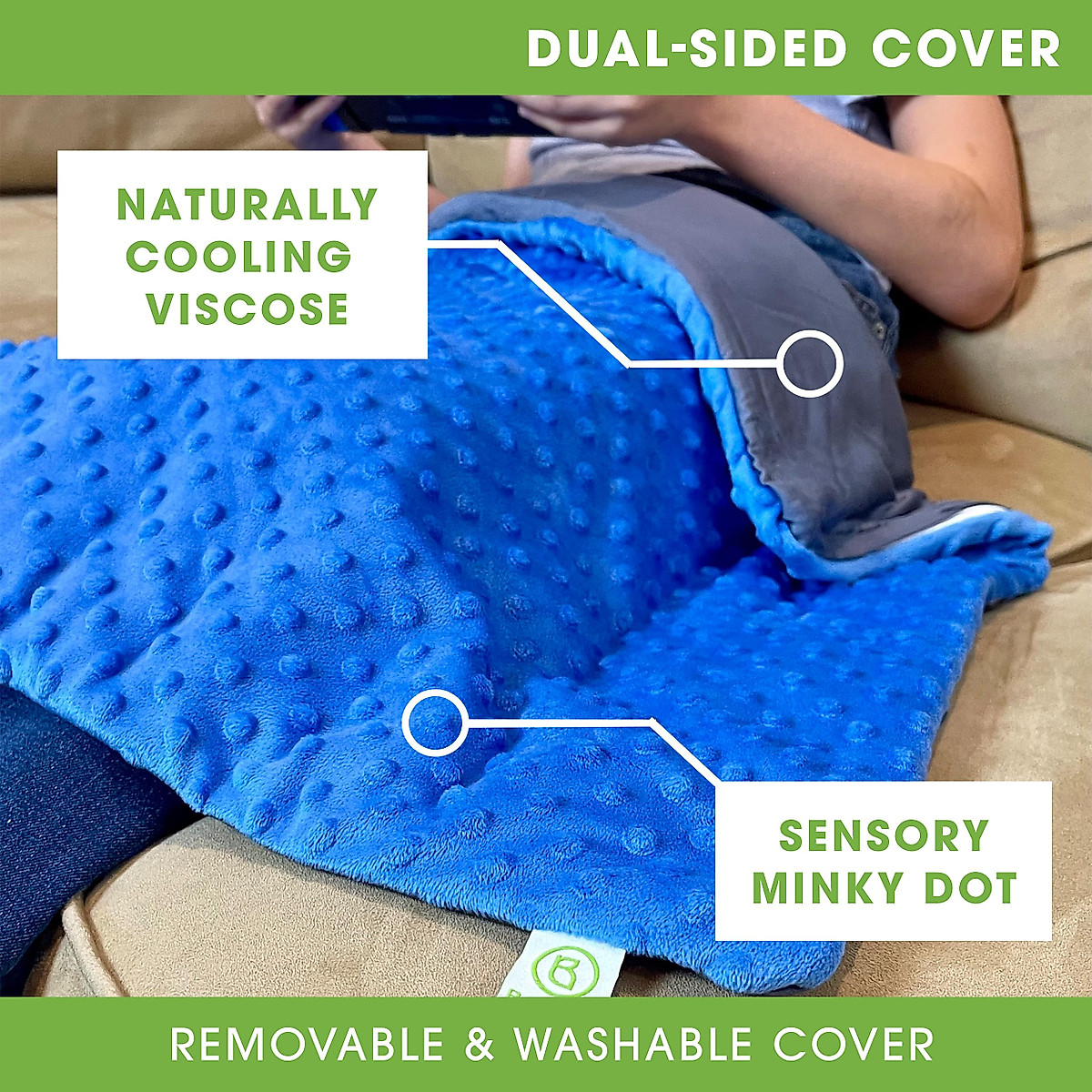 BARMY Weighted Lap Pad for Kids (24”x24”, 5lbs, 8 Colors) Weighted Lap Blanket with Removable, Washable Cover, Sensory Lap Pad for Child, Teen, Dogs, 100% Cotton Inner Weighted Blanket, Blue