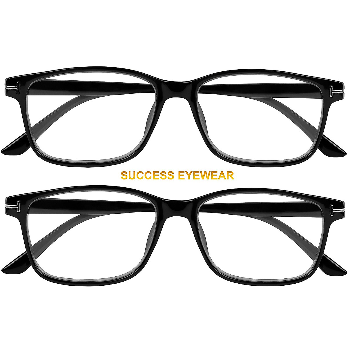 Success Eyewear Computer Glasses 2 Pairs Anti Glare Anti Reflection Classic Reading Glasses Quality Comfort Glasses for Men and Women Set of 2 Shiny Black 3.25
