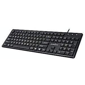 Perixx PERIBOARD-117 Wired USB Keyboard with Standard US Layout and Chiclet Big Print Keys, Black