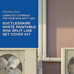 DuctlessAire White Paintable Mini Split Line Set Cover Kit - Cover for Ductless Mini Split AC & Heating System - Easy to Install Cover Kit with Wall Cap, Hide-A-Line, Coupler & End Cap (4" x 14 ft.)