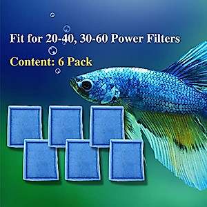 LeadCon 6 Pack Replacement Aquarium Filter Cartridge, Fit for Aqua-Tech 20-40/30-60 Gallon Power Filters, for Aqua-Tech EZ-Change #3 Fish Tank Filters