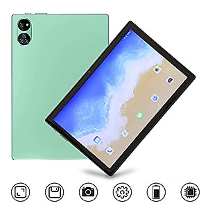 PUSOKEI 10 Inch 1920x1200 IPS 6GB RAM Tablet PC 128GB ROM Octa Core CPU 2.4G / 5G WiFi Android 12 8MP Front Camera 20MP Rear Camera USB C Rechargeable 8800mA Battery 4G Calling Tablets(Green)