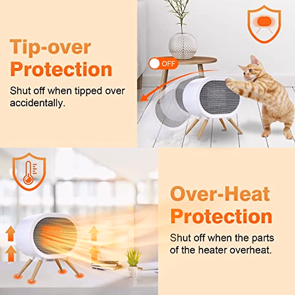 Space Heater, 1000W Small Space Heaters for Indoor Use, PTC Fast Heating Ceramic Heater, Portable Space Heater for Office Home Bedroom Bathroom Desk