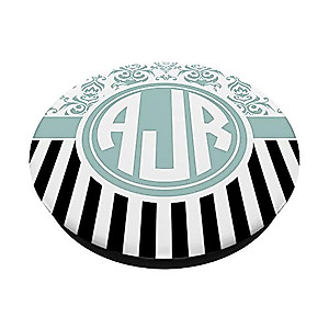 AJR Monogram Gift Blue Damask Initials AJR or ARJ PopSockets Grip and Stand for Phones and Tablets