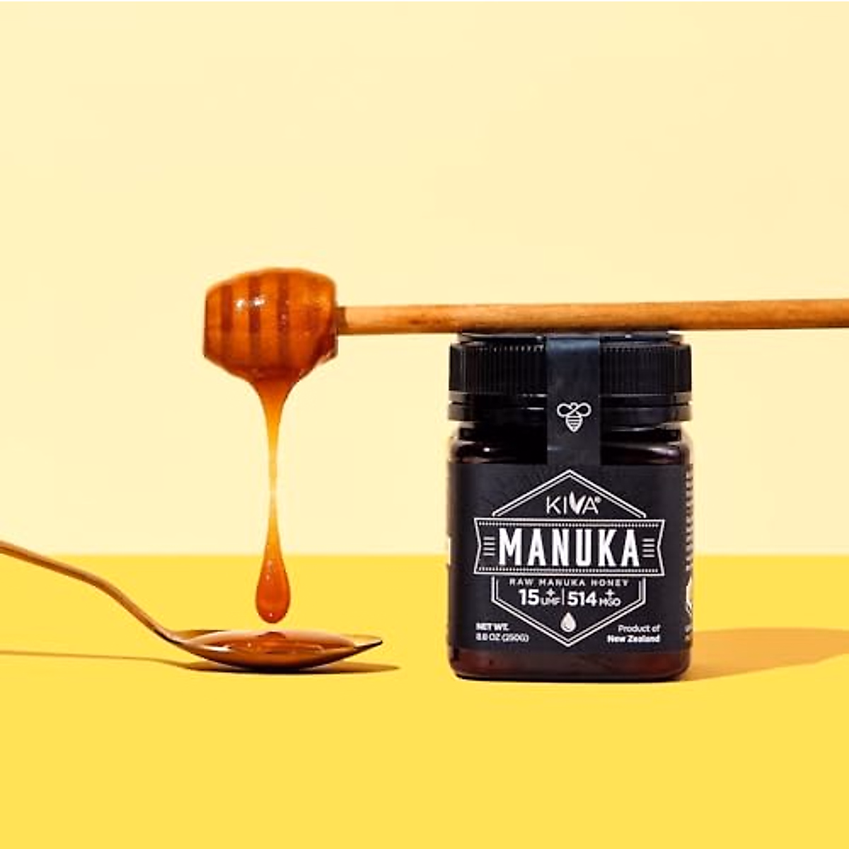 Kiva Manuka Honey UMF 15+ | MGO 514+ |100% Pure New Zealand Honey (8.8oz/250g) | UMF and MGO Certified | GMO-Free | Traceable
