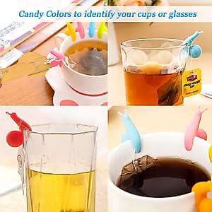 15 Pcs Snail Shape Silicone Tea Bag Holder with 2 Pcs Stainless Steel Tea Bag Squeezer Sugar Tongs, SourceTon Mug Candy Colors Tea Bag Holder Drink Marks & Tea Bag Tongs Strainer Grip