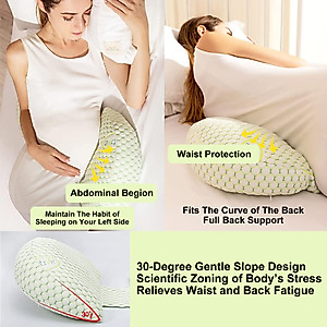 Pregnancy Pillows for Sleeping, Washable Maternity Pillow, Pregnancy Body Pillow Support for Back, Legs, Belly, Relieve of Pregnant Uncomfortable, Detachable and Adjustable Pillow Cover (Light Green)