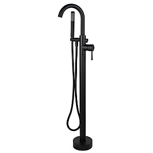 Dowell Freestanding Bathtub Faucet Floor Mounted Brass Bathroom Tub Faucets with Hand Shower,Black-8003 001 10