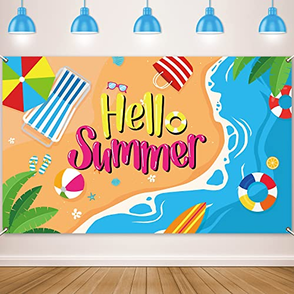 Beach Backdrop Decorations Hawaiian Pool Party Banner Pool Surfboard Background for Birthday Summer Hawaiian Themed Party Supplies Favors