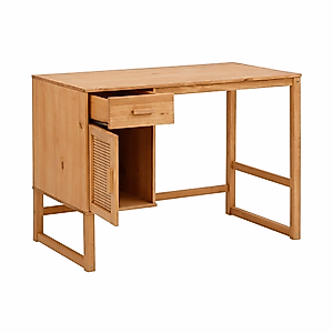 REN HOME Talo Desk with Closed Storage and Drawer, Natural