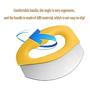 KAZETEC Pizza Cutter Food Chopper- Super Sharp Blade Stainless Steel Pizza Cutter Rocker Slicer with Protective Sheath Multi Function Vegetable Cutter & Salad Chopper(Yellow)