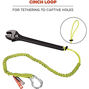 Ergodyne - 19002 Squids 3100 Tool Lanyard with Single Carabiner and Adjustable Loop End, Standard Length, Black