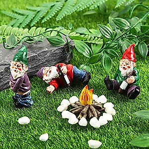 4 Pieces Christmas Happy Fairy Gnomes Garden Accessories Sculpture Collectible Figurines Miniature Gardening Figurine Gnomes Ornament Gnome Kit Fairy Garden Statues for Miniature Fairy Garden Supplies
