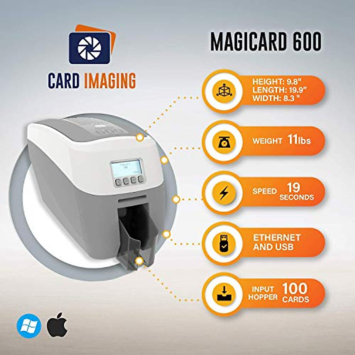 Magicard 600 Dual Sided ID Card Printer & Supplies Bundle (3652-5021)