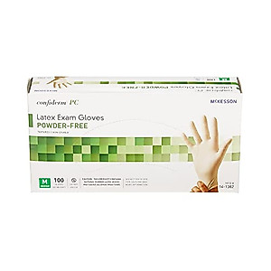 McKesson Confiderm PC Latex Exam Gloves - Powder-Free, Ambidextrous, Textured, Non-Sterile - Ivory, Size Medium, 100 Count, 1 Box