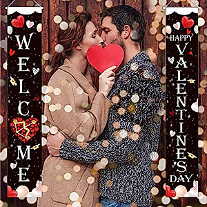 DmHirmg Valentine's Day Porch Banner,Hanging Porch Sign, Hanging Decorations for Home Outdoor Decor (Black)