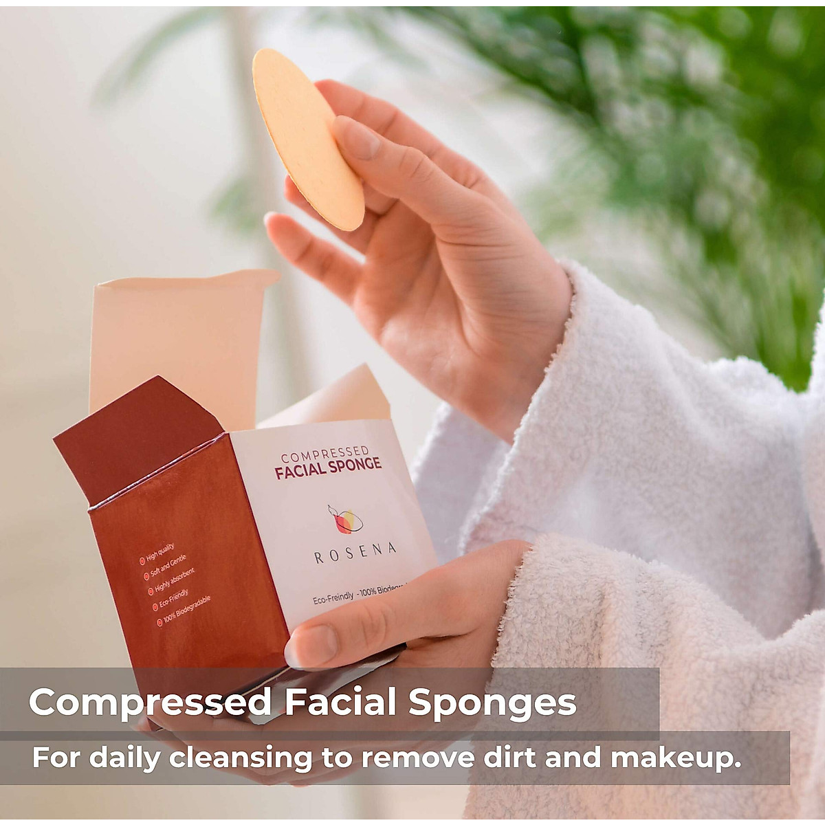 Facial Sponges - 50 Count Compressed Cellulose Face Cleansing and Exfoliating Sponges, Reusable Makeup Mask Remover, Round Face Cleaning Sponge Pads