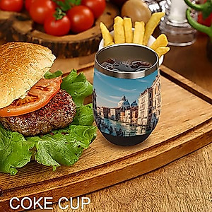 OPTKSNCU 304 Stainless Steel Insulated Cup with Lid, Venice View Print Durable, And Easy to Clean – Ideal for Home, Office, And Gift Giving