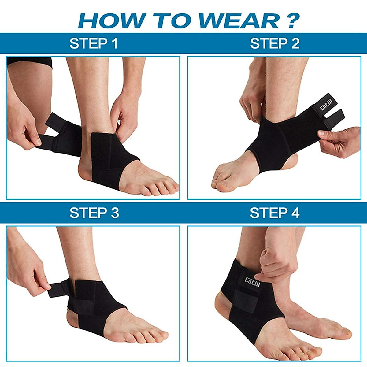 Ankle Support for Men and Women - Neoprene Breathable Adjustable Ankle Brace Sprain for Running, Basketball by Cotill (Small)