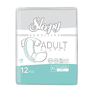 Sleepy Adult Diapers, Unisex for Sensitive Skin, Odour Control, Wetness Indicator, Comfortable &Adjustable, Maximum Absorbency & Leak Protection, X-Large- 120-160cm,Count-12PCs|SOHO