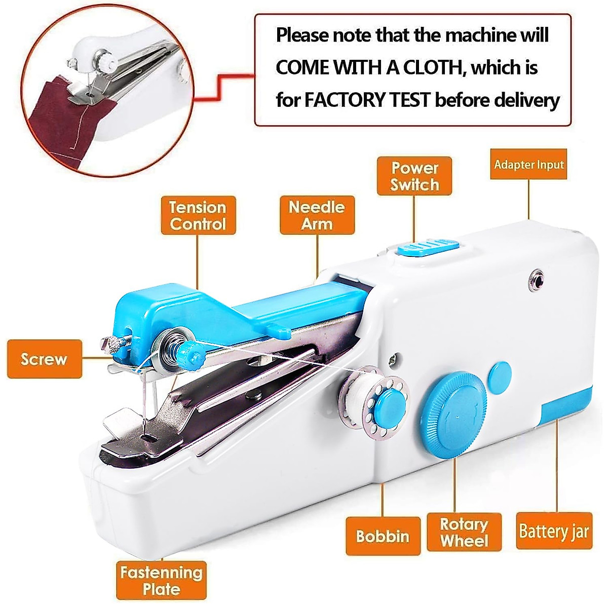 Handheld Sewing Machine, Mini Sewing Machine For Beginners, Battery And Usb Operated Pocket Sewing Machines, Easy To Operate Portable Sewing Machine For Beginners (Blue)