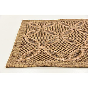 Unique Loom Outdoor Trellis Collection Area Rug - Spiral (2' 2" x 6' 1" Runner, Light Brown/ Brown)