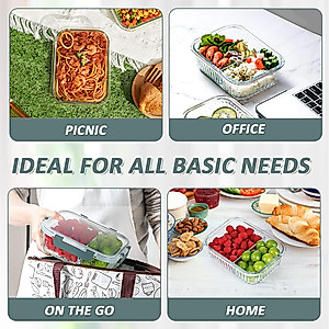 KOMUEE Glass Meal Prep Containers 2 Compartments, 5 Packs 36 oz, Airtight Glass Lunch Bento Box with Lids, Glass Food Storage Containers, BPA Free, Microwave, Freezer and Dishwasher Friendly