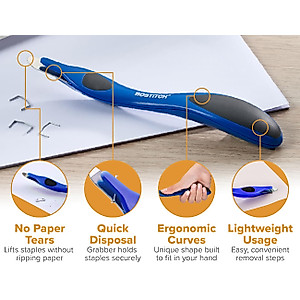 Bostitch Office Bostitch Professional Magnetic Easy Staple Remover Tool, 3 Pack, Black Blue and Red Colors Included, Staple Puller Stick for Office Home & School.
