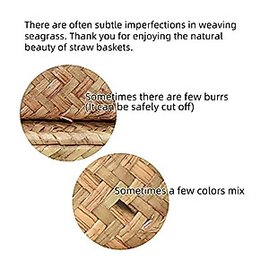 TICYACK Straw Storages Baskets With Lid, Hand-Woven for Seagrass, for Desktop Home Decoration (S/M/L)