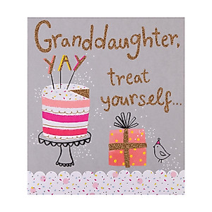 Hallmark Birthday Card For Granddaughter - Glittery Birthday Cake Design