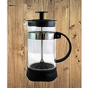 Dependable Industries inc. Essentials 12 Ounce Glass French Press Coffee & Tea Brewer - Single Cup, 3 Cup Espresso Compact, Durable, Easy to Use