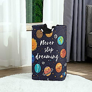 Blueangle Cartoon Solar System Pattern Laundry Basket Clothes Hamper Collapsible Durable Dirty Clothes Large Storage Laundry Organizer