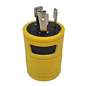 Parkworld 691586Y RV 30 AMP Generator Adapter 3-Prong L5-30P Male to TT-30R Female (Yellow)