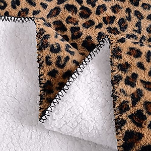 SOCHOW Premium Thick Sherpa Fleece Throw Blanket, Soft and Warm Winter Blanket, 60 × 80 Inches, Brown Leopard