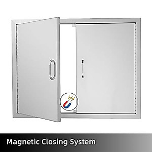 ROVSUN 31''W x 24''H Outdoor Kitchen Door, Heavy Duty 304 Grade Stainless Steel BBQ Access Door, Double BBQ Island Door, Perfect for Outdoor Kitchen, BBQ Island & Grilling Station