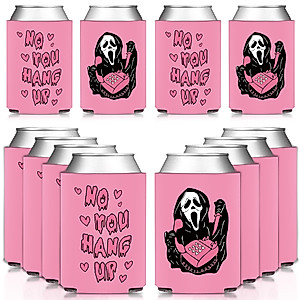 HOMEZZO 12 Pcs Halloween Party Can Cooler, No You Hang Up Halloween Ghost Drink Sleeves for Halloween Party Favors Trick or Treat Supplies Wacky Horror Party