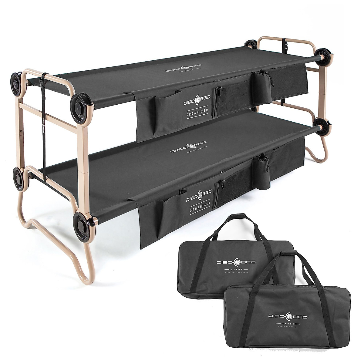 Disc-O-Bed Large, with 2 Side Organizers, Black