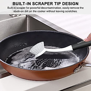 SetSail Dish Brush Set of 3 with Bottle Brush, Dish Scrub Brush with Long Handle Deep Cleaning Handle Brush with Scraper Tip for Kitchen Sink Dishes Bottle Cup Pot and Pans Tile Lines, Black