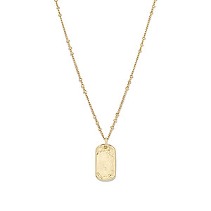 gorjana Women's Griffin Dog Tag Charm Hammered Pendant Necklace, 18K Gold Plated, 19 inch Chain