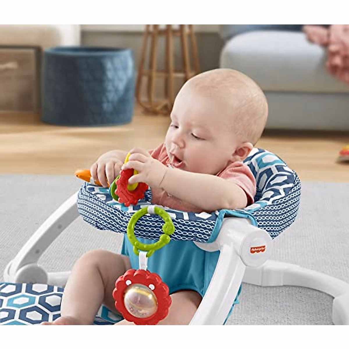 Fisher-Price Portable Baby Chair, Sit-Me-Up Floor Seat with 2 Removable Toys & Washable Seat Pad, Honeycomb [Amazon Exclusive]