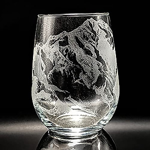 MOUNTAINS Engraved 17oz Stemless Wine Glass | Inspired by Nature, Adventure, and the Outdoors | Great Gift Idea!