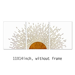 Sun Ray Art Prints Boho Bedroom Wall Decor Minimalist Decor Sun Prints Mid Century Modern Decor Living Room Prints Set of 3 Prints UNFRAMED 11X14INCH