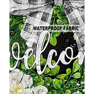 Outdoor Pillows 18x18 Waterproof Outdoor Pillow Covers Spring Green Wreath Boxwood Polyester Throw Pillow Covers Garden Cushion Decorative Case for Patio Couch Decoration Set of 2 Farmhouse Plaid