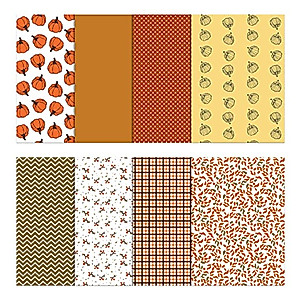 Soimoi 8 Pc Fat Quarter Bundle, Autumn Fall Theme Print 18"x 22" DIY Patchwork- 100% Cotton Pre-Cut Quilting Fabric Orange, Brown, Yellow